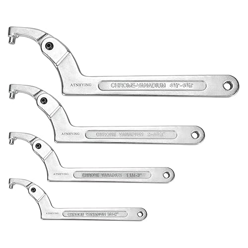 ATNHYING 4 pcs Spanner Wrench Set, Adjustable C Pin Spanner Hook Wrench ...