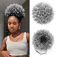 Amazon.com : YEAME Afro Puff Drawstring Ponytail for Black Women, Premium Ombre Gray Afro Bun ...