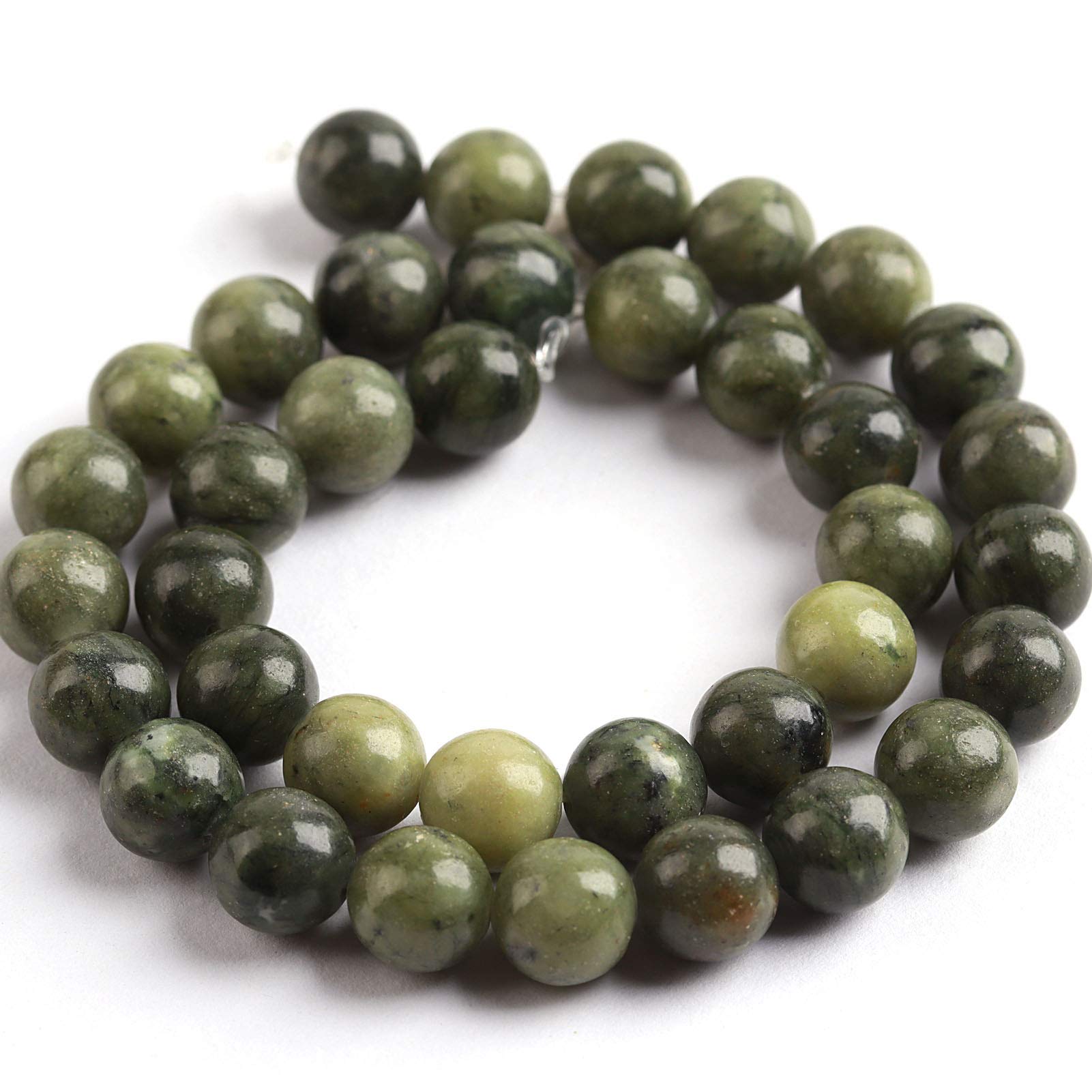 Filluck Natural Stone Beads 10mm Green Jade Polished Round Smooth ...