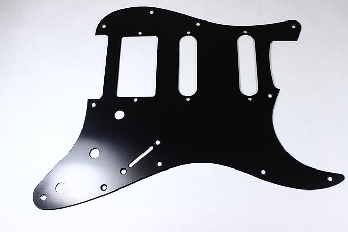 Amazon.com: Brushed Black Anodized Aluminum HSS Strat Pickguard- Fits ...