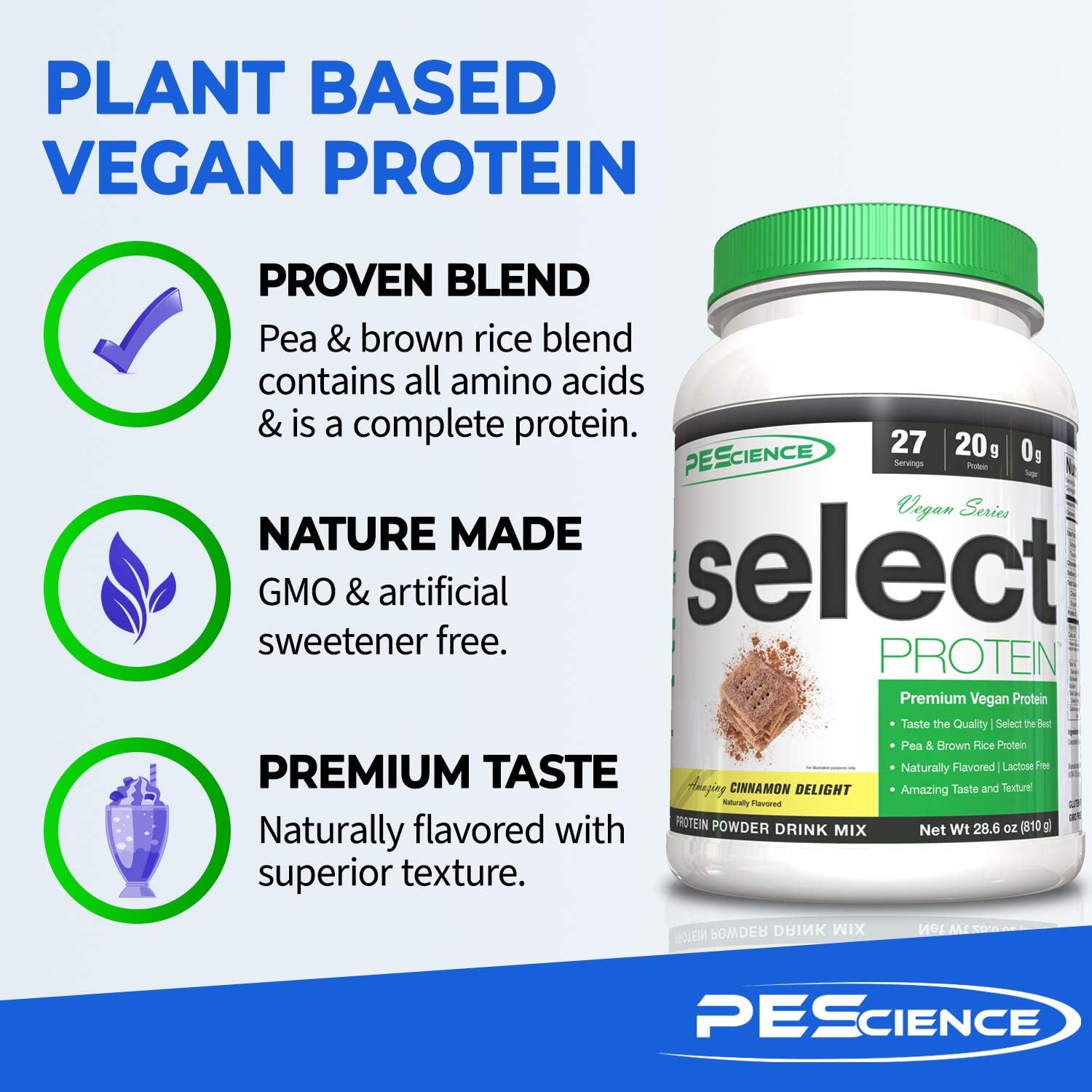 PEScience Select Protein Vegan Series, Cinnamon Delight, 810 g – BigaMart