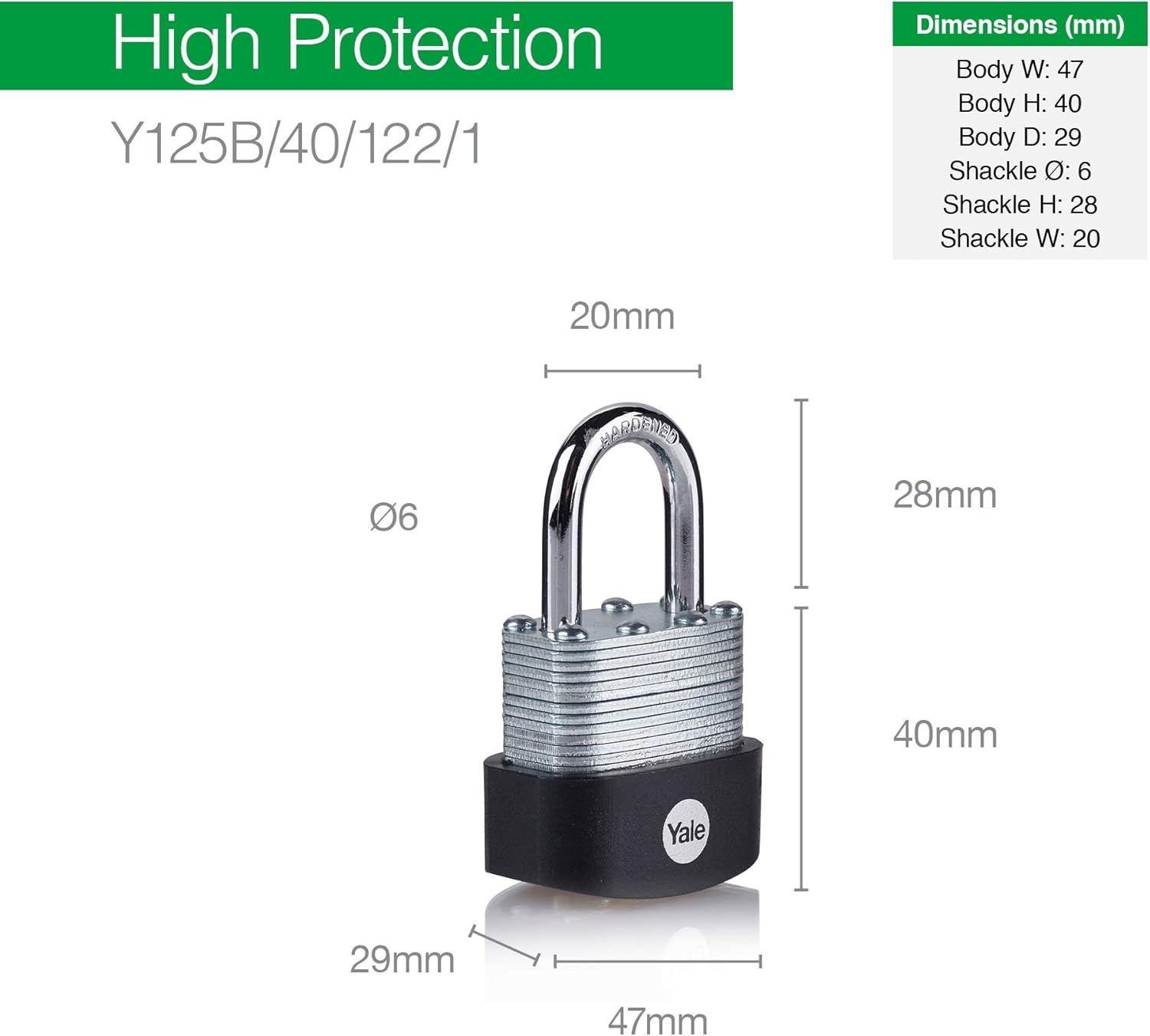 Yale Y125B/40/122/1 – Laminated Steel Padlock (40 mm) – Outdoor ...