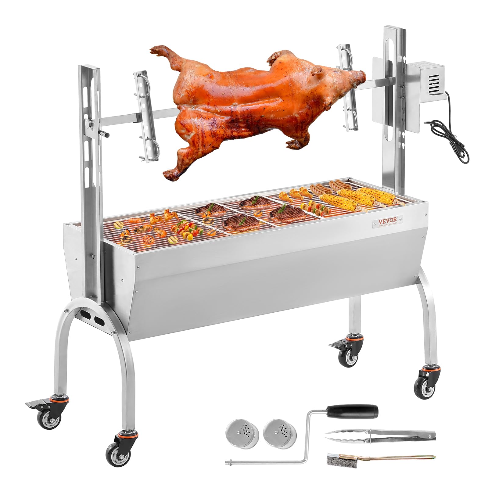 VEVOR Rotisserie Grill, BBQ Whole Pig Lamb Goat Charcoal Spit Grill, 46 ...