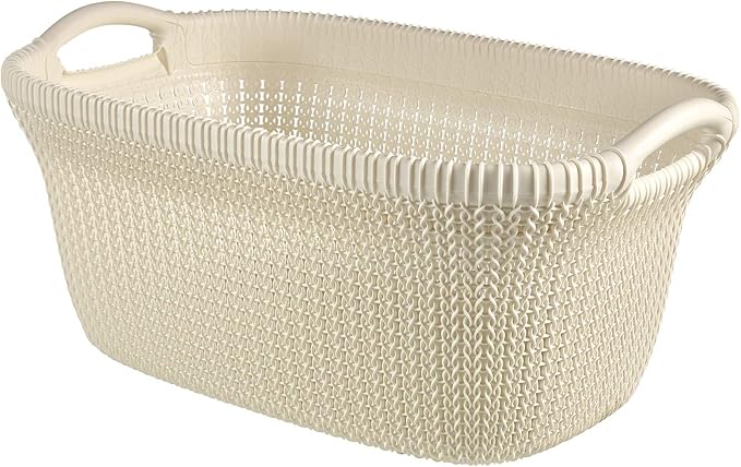 Curver Knit Laundry Storage Basket, Oasis White, 40 Litre: Amazon.co.uk ...