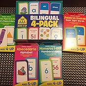 School Zone - Bilingual Spanish/English Flash Cards 4 Pack - Ages 4 ...