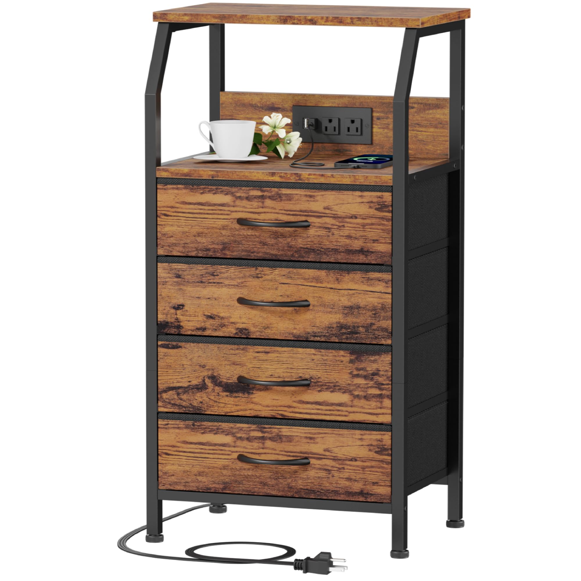 Furnulem Night Stand With Charging Station Small Dresser With 4 Fabric furnulem-night-stand-with-charging-station-small-dresser-with-4-fabric