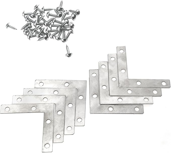 8Pcs/Set Metal Flat Corner Repair Brackets Plates L Shaped Corner ...