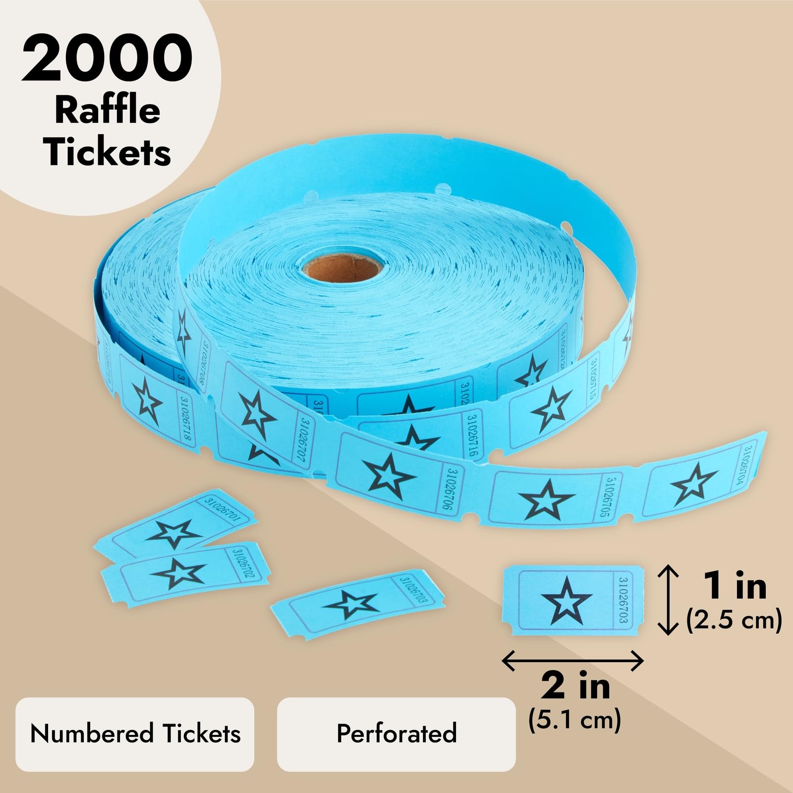 Mua Juvale 2000-Count Numbered Blue Star Raffle Tickets, Single Ticket ...
