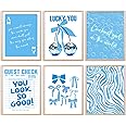 Amazon.com: 6Pcs Dream Blue Trendy Preppy Wall Art Posters Decor Lucky ...