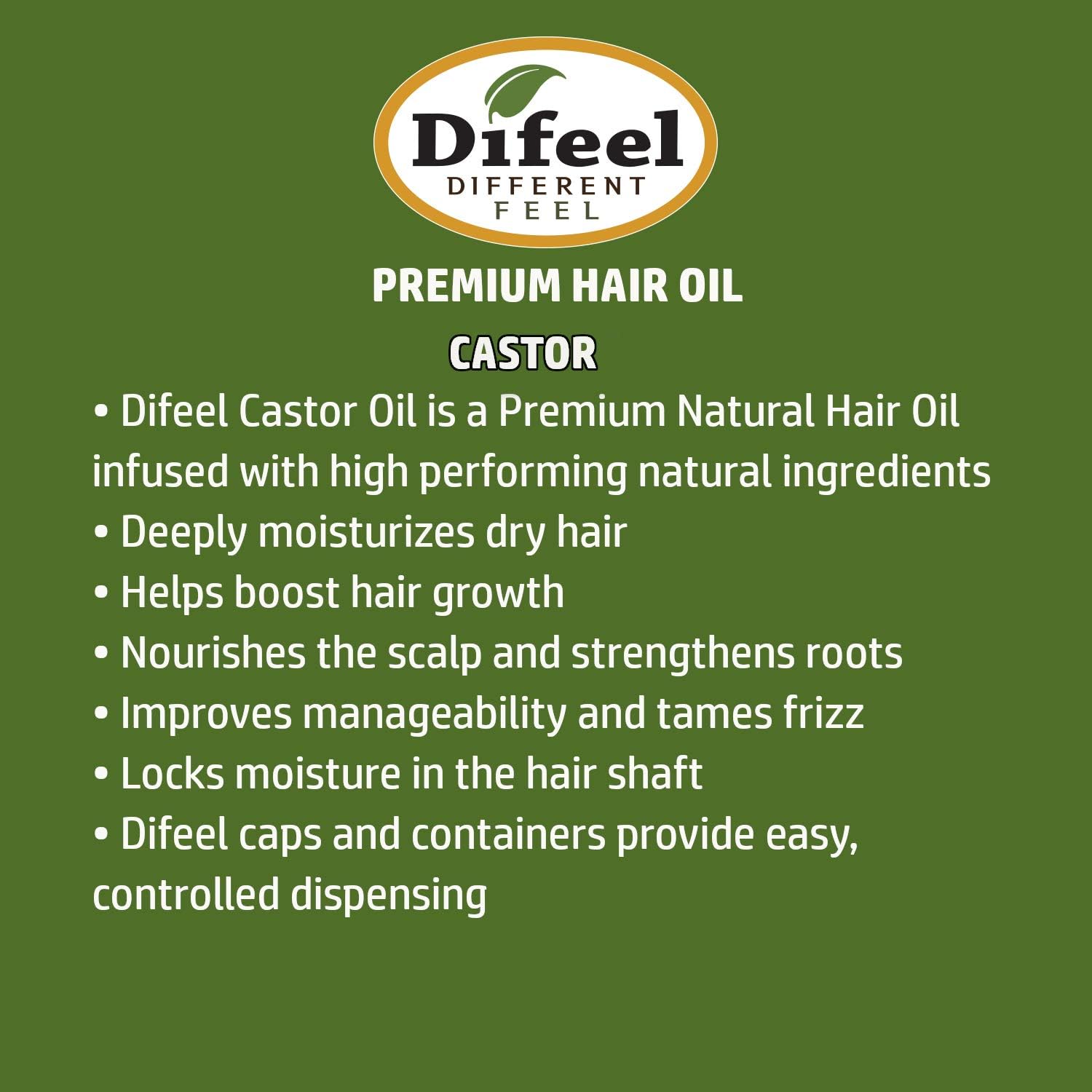 Difeel Premium 99% Natural Castor Hair Oil, Helps Promote Healthy Hair ...