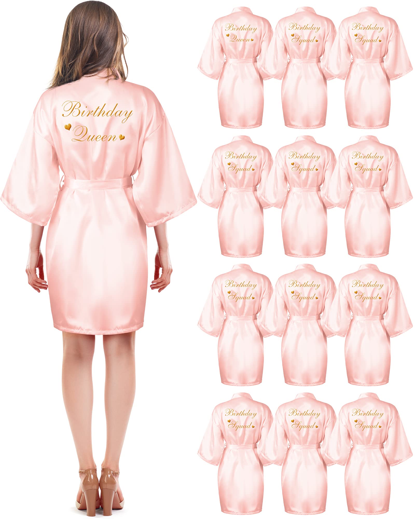 Hicarer 12 Pcs Women's Birthday Party Robes Gold Glitter Queen Squad ...