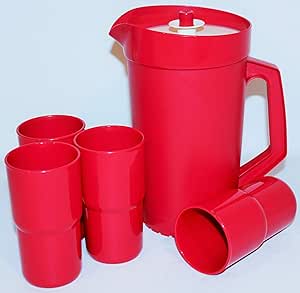Amazon.com | Tupperware 5 Piece Beverage Serving Set 2 Quart Pitcher ...
