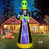 Amazon.com: Lunmon 9 FT Halloween UFO Cow Alien Inflatable Yard Decor with LED Blow Up ...