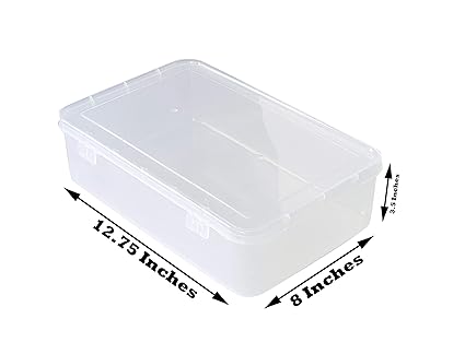 Feliz Clear Plastic Large Storage Box Size 12.75 x 8 x 3.5 Inches ...