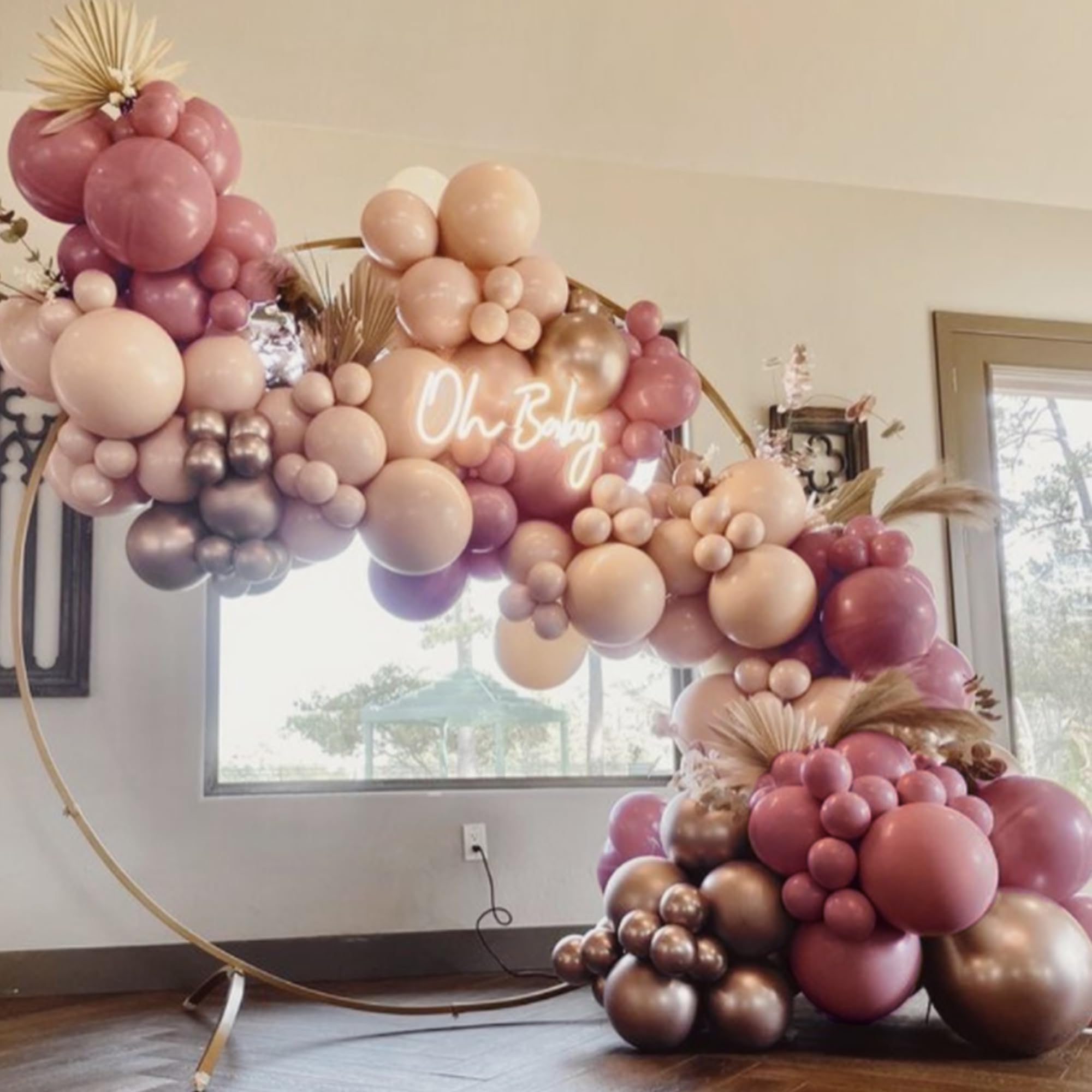 Boho Pink Balloons Arch Garland Kit with Double Stuffed Dusty Rose Gold ...