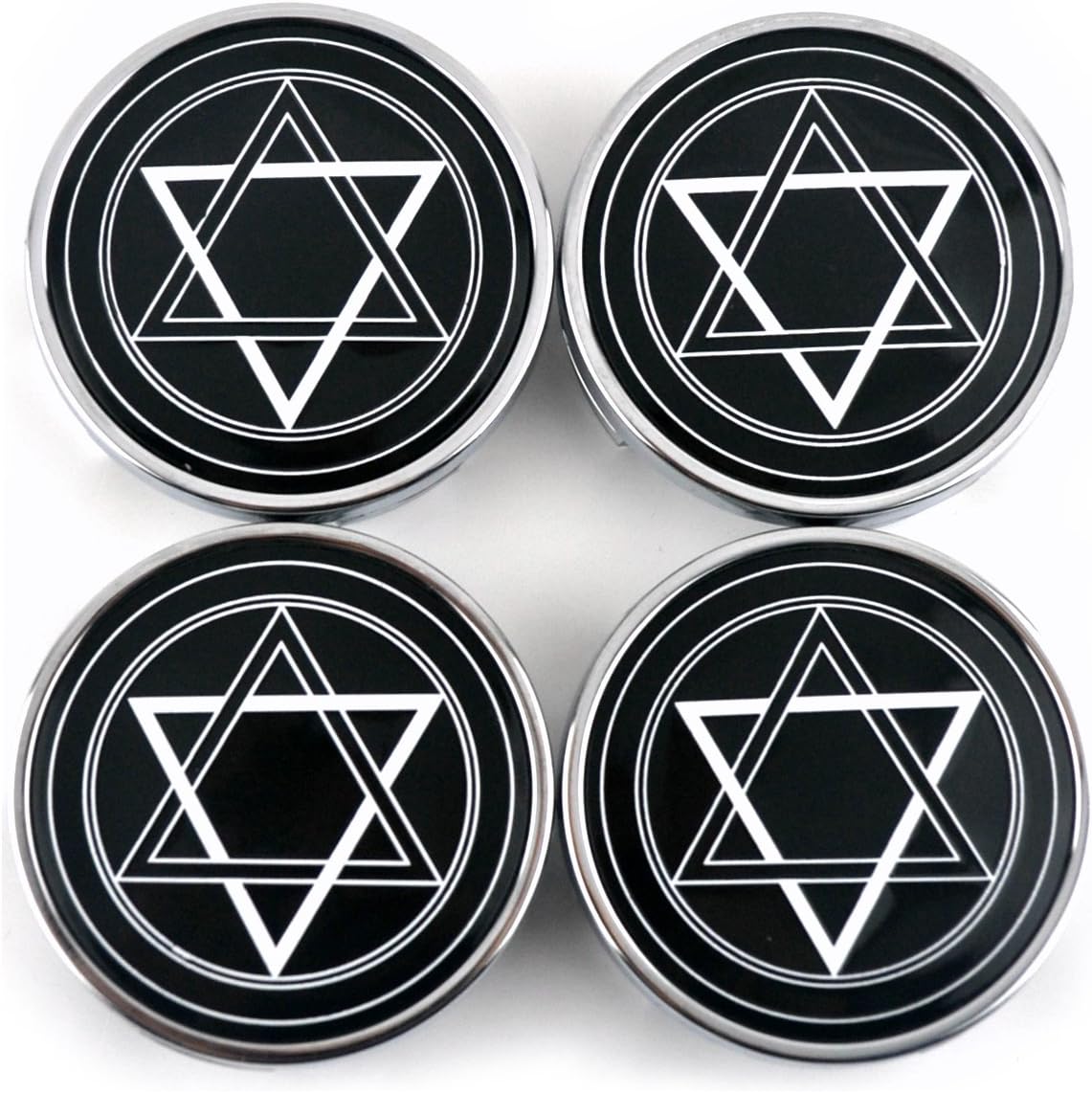 Amazon | 4個外径63mm内径59mm六角銀のABS車のホイールハブのセンターキャップ#52110398AA #1LB77DD5AC ...