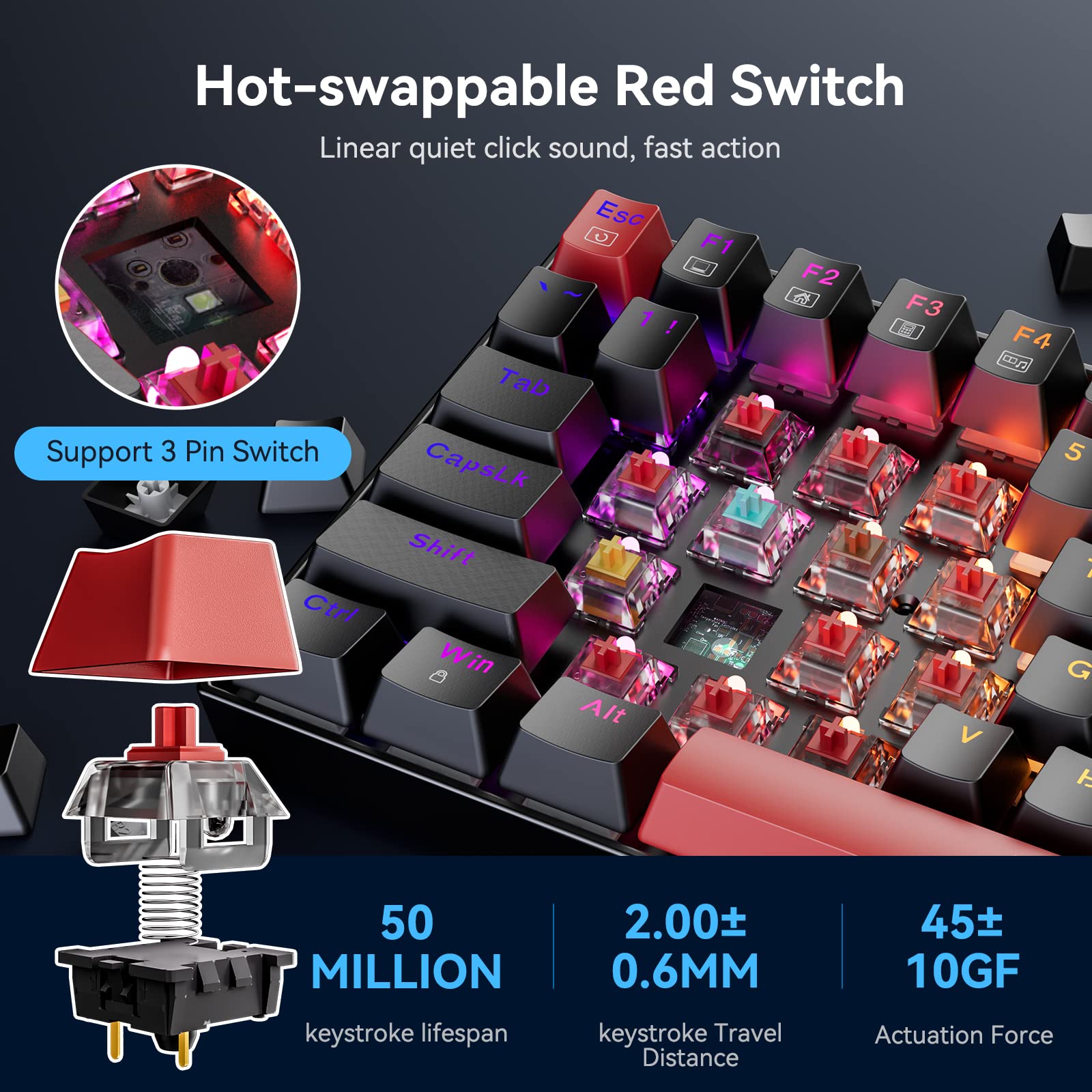 Mua Mechanical Keyboard, Full RGB 75% Gaming Keyboard with Red Switches ...