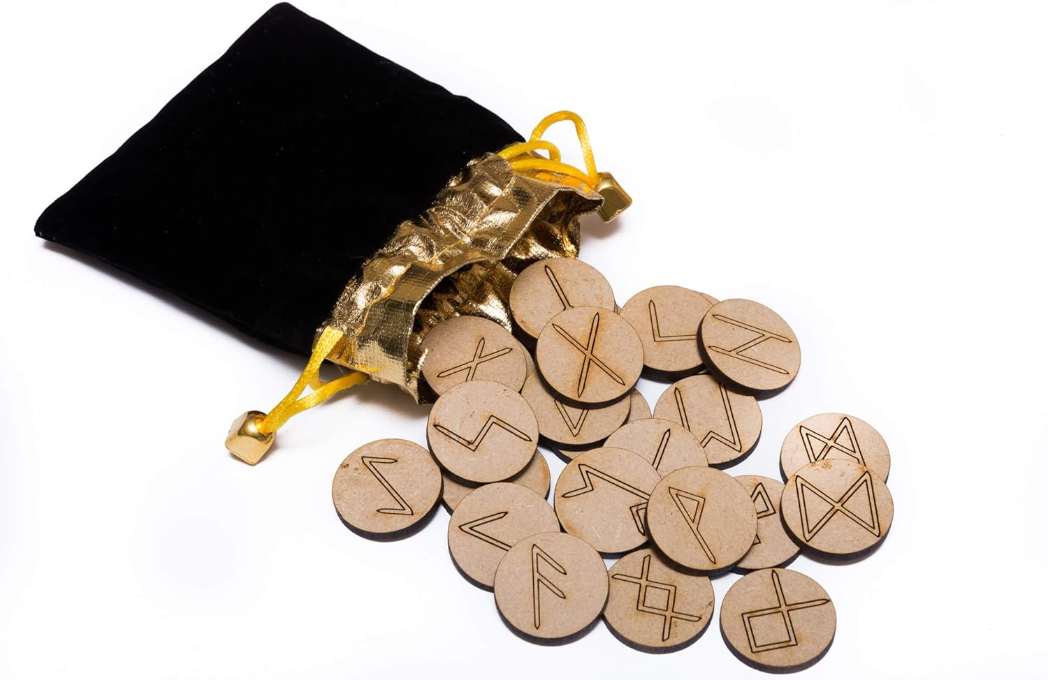 WICCSTAR Engraved Magic Rune Stones Kit In Velvet Pouch. Elder Runes ...