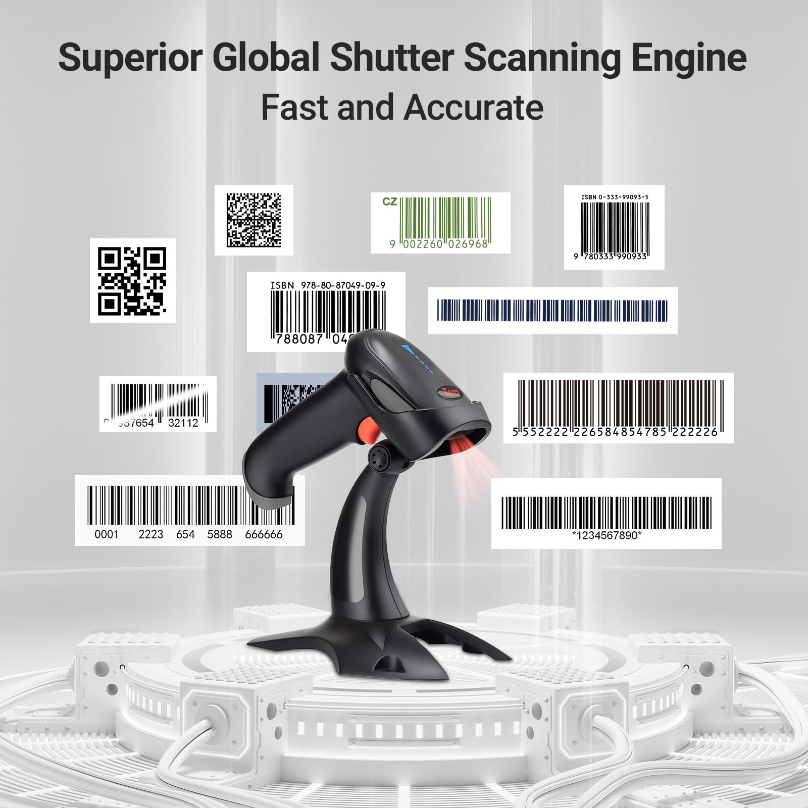Tera Barcode Scanner Wireless 1D 2D QR With Stand: Battery Level ...