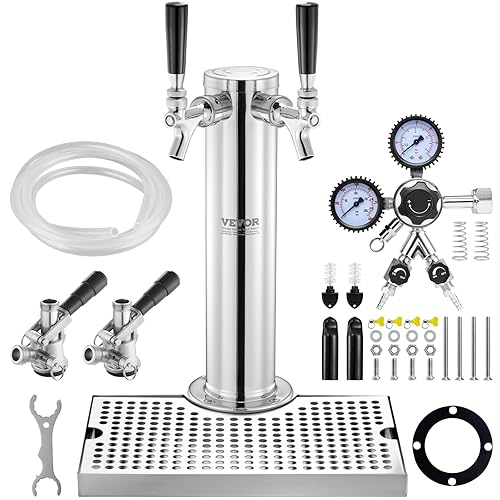 VEVOR Kegerator Tower Kit, Dual Taps Beer Conversion Kit, Stainless ...