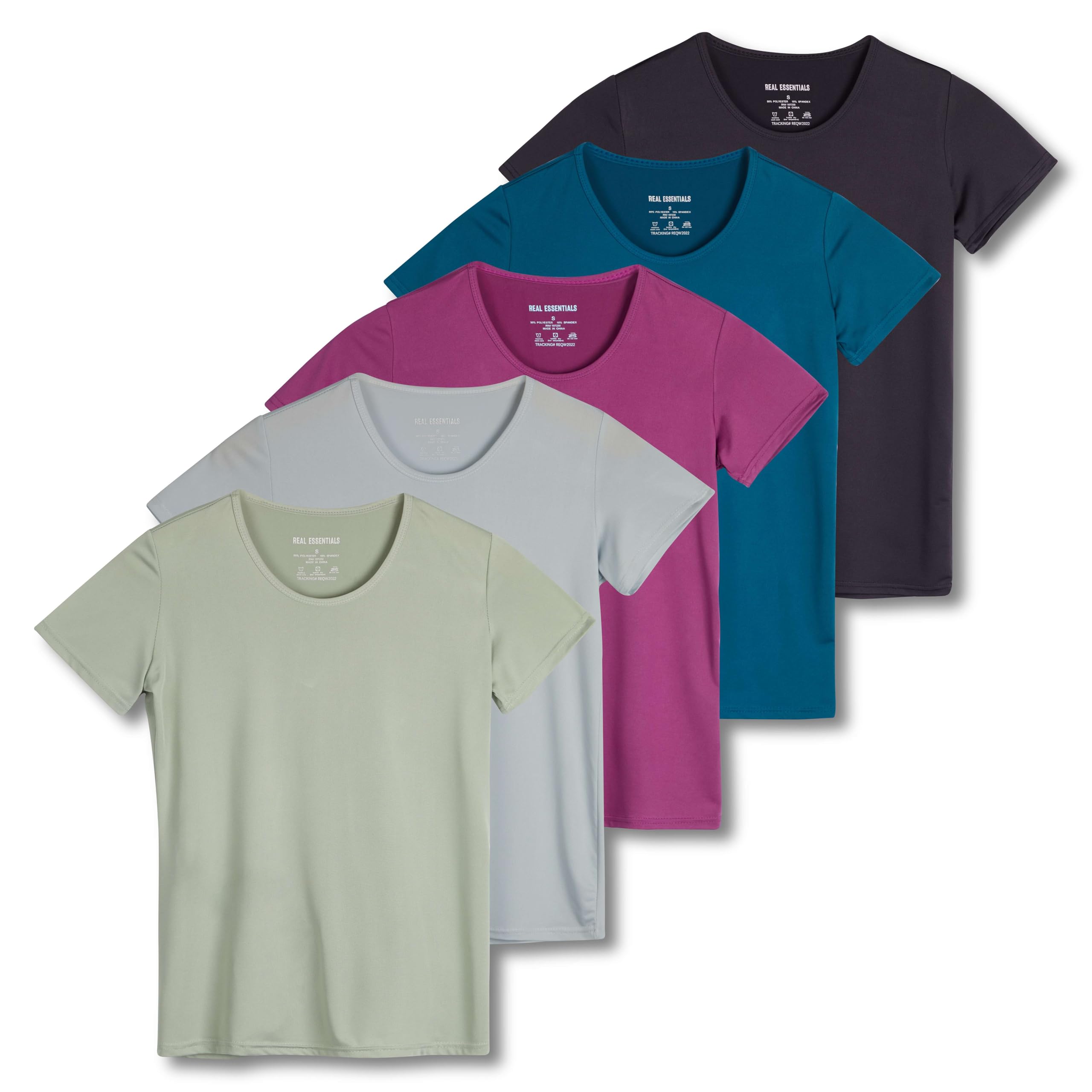 Real Essentials Womens Quick Dry Fit Dri Fit Active Wear Yoga Workout ...