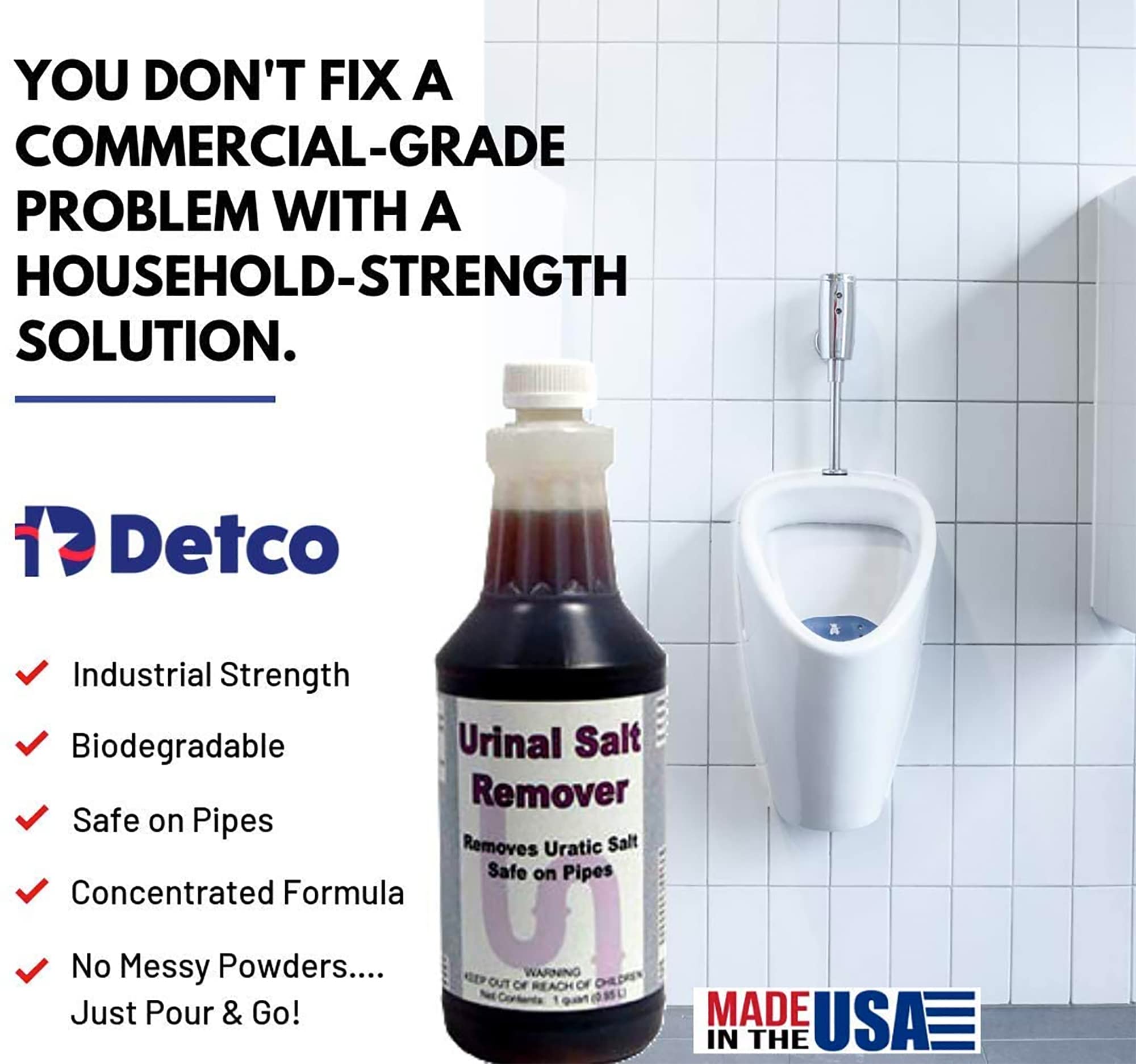 Detco Urinal Salt Remover Concentrate - Safe On Pipes And Plumbing ...