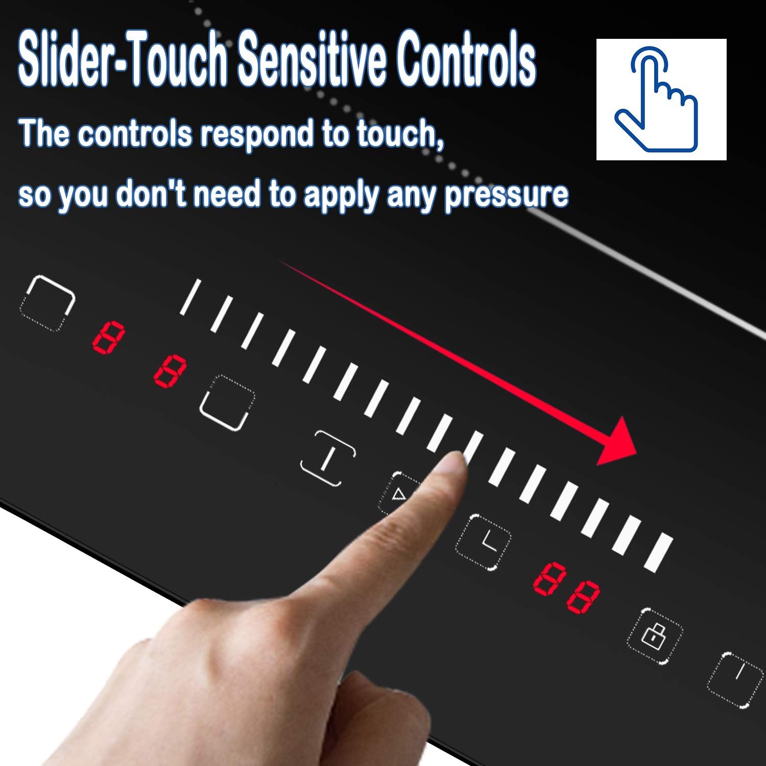 Karinear Induction Hob, 30cm Built-in 2 Zones Electric cooktop 3500W ...