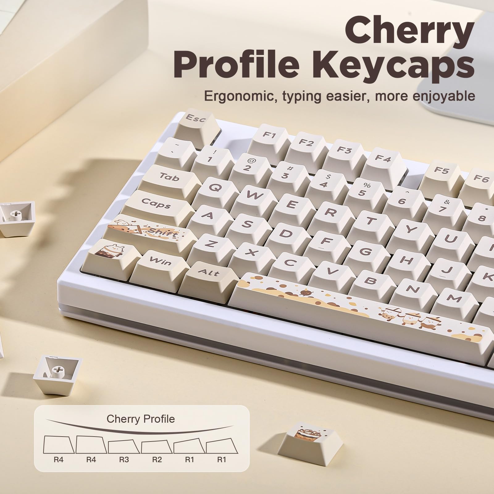 Mua YUNZII Boba Dye Sub PBT Keycaps,154 Full Keys Dye Sublimation ...