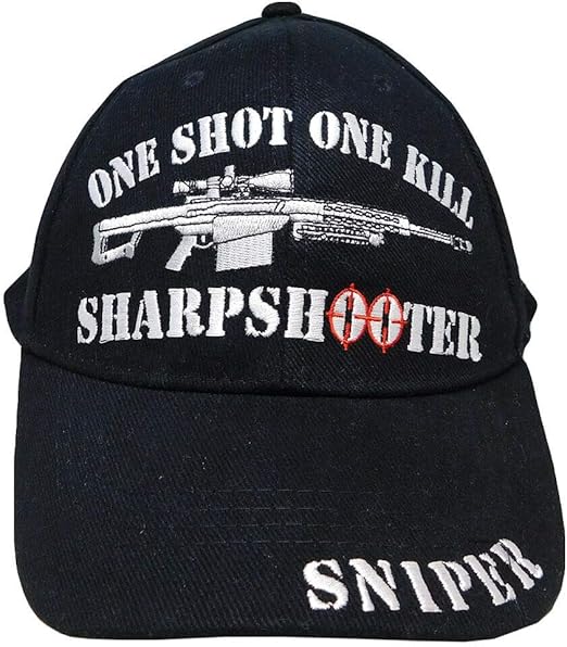 One Shot One Kill Sniper Rifle U.S. Armed Forces Black Embroidered Cap ...