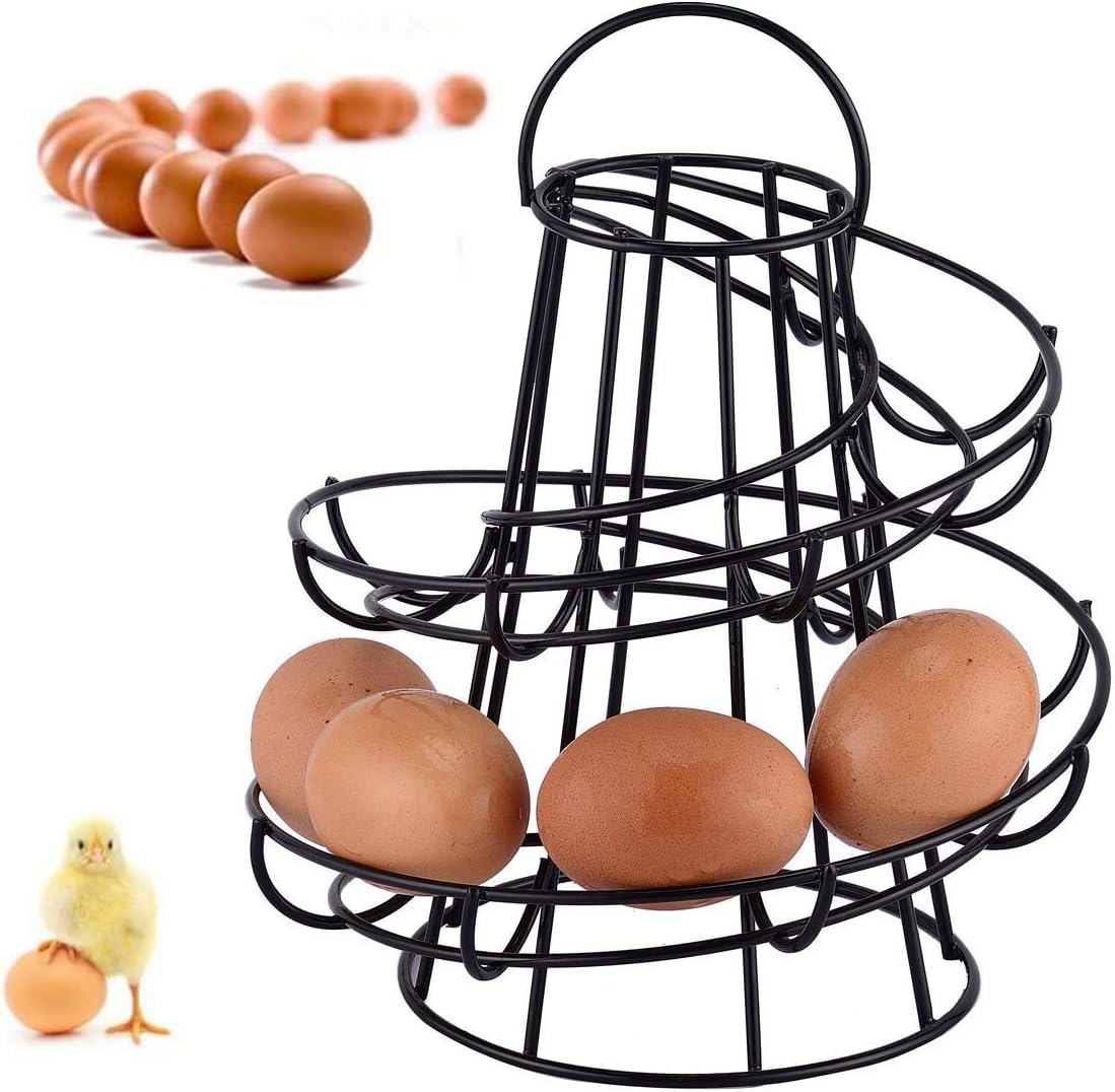 St@llion Modern Black Spiral Egg Holder Holds 12-18 Kitchen Stand With ...