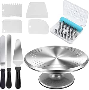 ROLMZJX Aluminium Cake Turntable,12 Inch Rotating Cake Stand,Cake ...