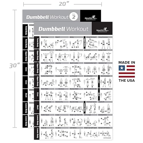 Laminated Charts For Home Gym Exercise Dumbbell Exercise Workout