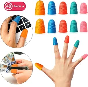 Amazon.com : 40 Pieces Rubber Fingers Pads Tip Grips for Money Counting ...