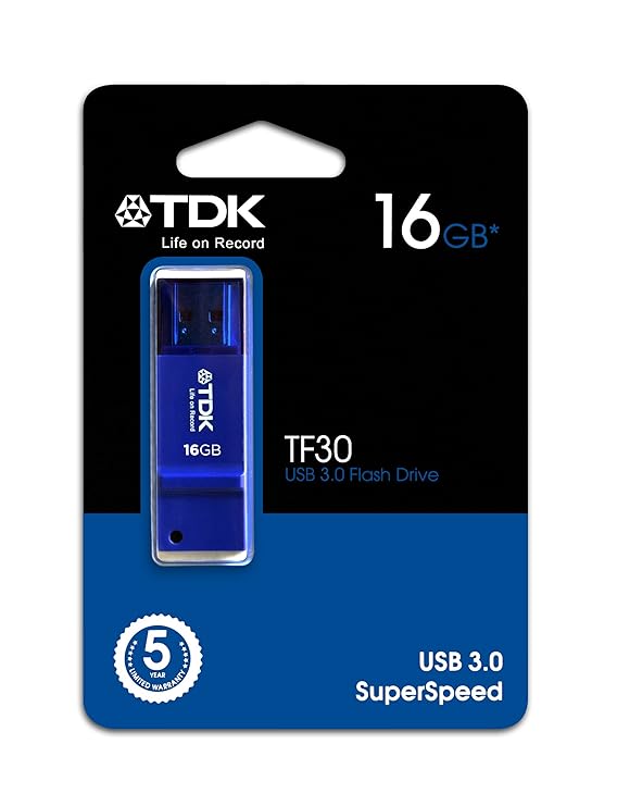 TDK 16GB TF30 USB 3.0 Flash Drive - Blue: Amazon.co.uk: Computers & Accessories