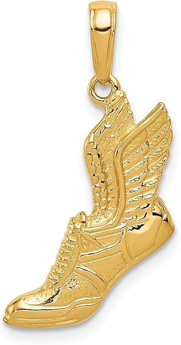 Amazon.com: 14K Gold Running Shoe w/Wings Charm Sneaker Pendant: Clasp ...