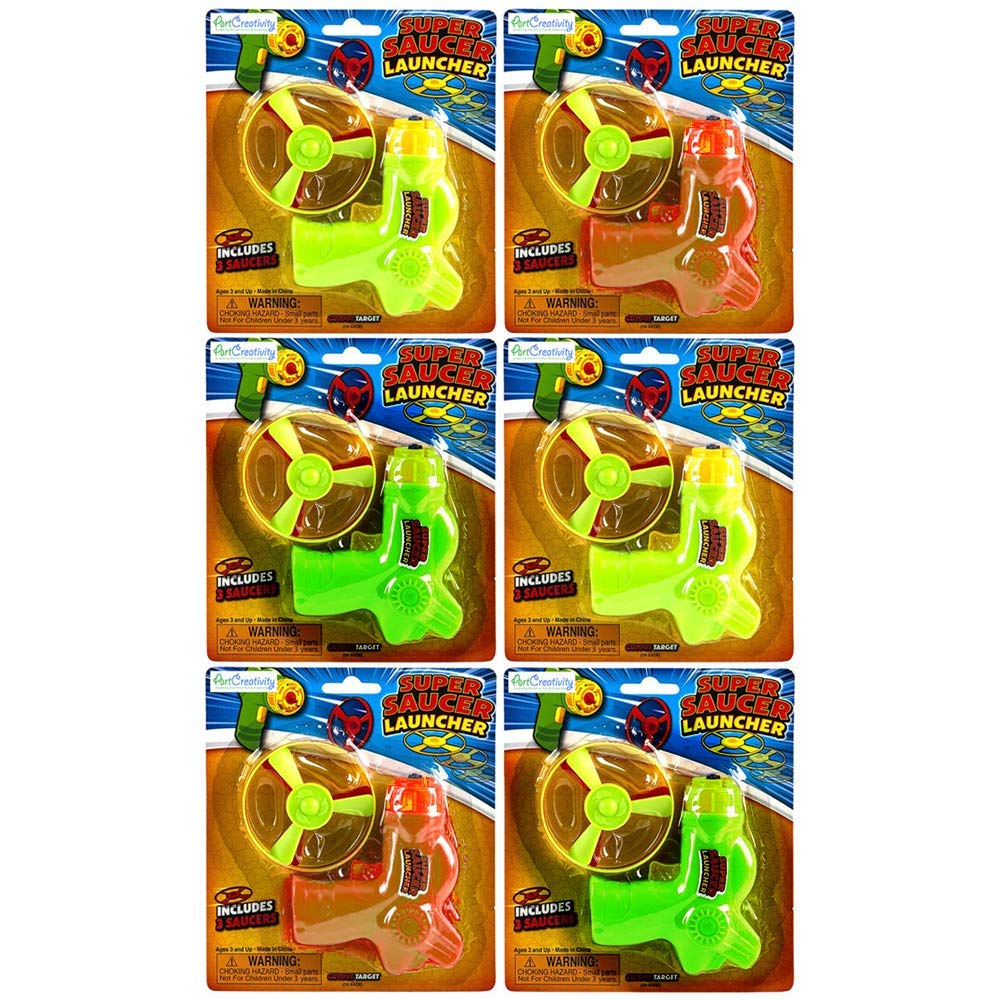 ArtCreativity Super Saucer Disc Launcher Toys, Set of 6, Disk Shooter ...