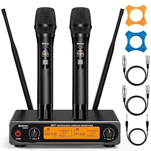 Bietrun 8-Channel Wireless Microphone System with 8 Rechargeable Mics ...