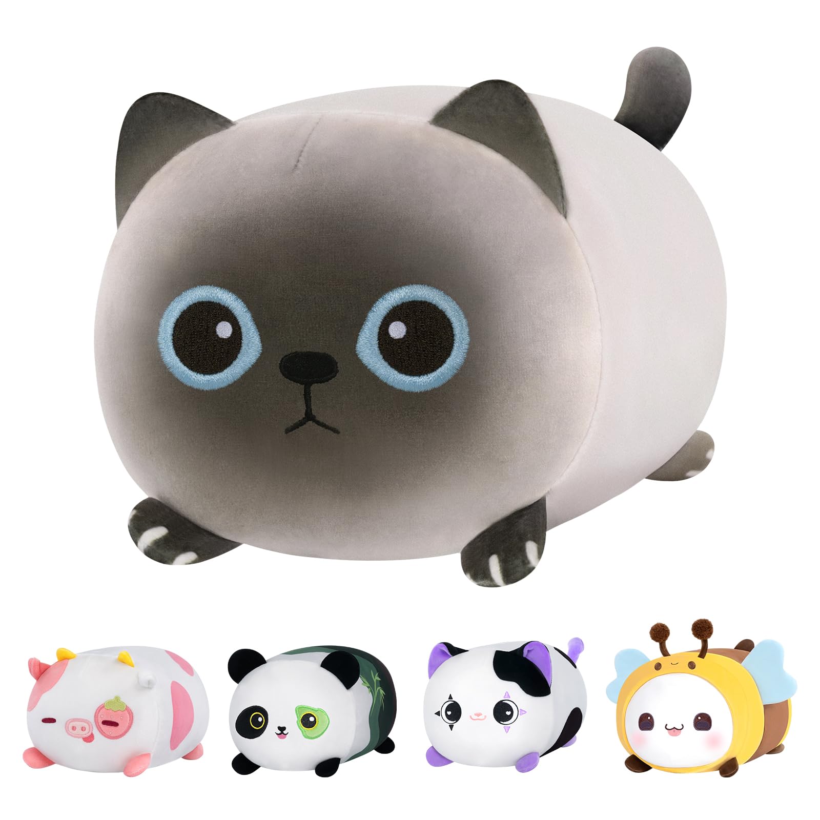 Mua Cute Cat Plush Pillow, Kawaii Plushies Siamese Cat Stuffed Toy ...
