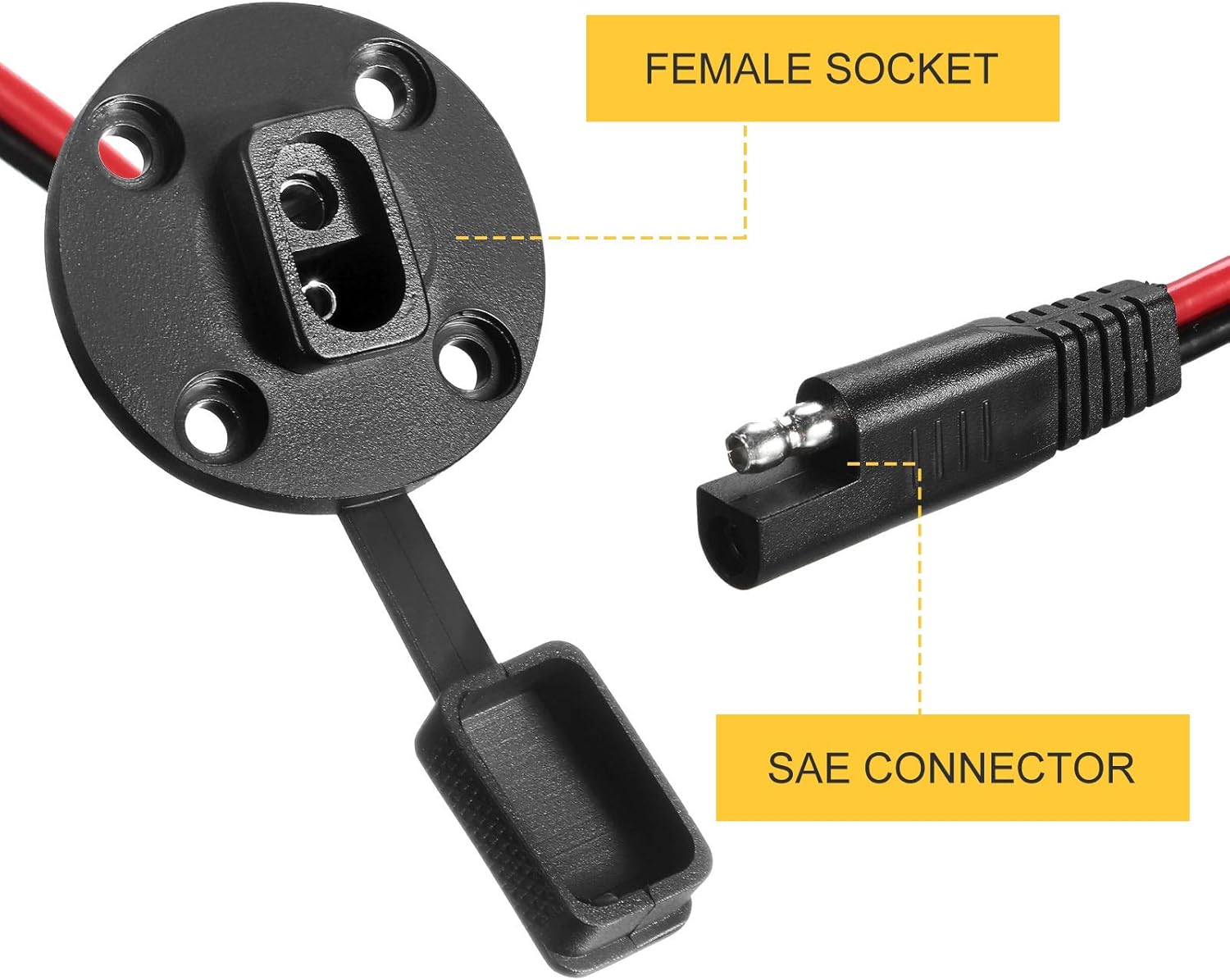 4 Packs SAE Connectors Solar Weatherproof SAE Socket Sidewall Port ...