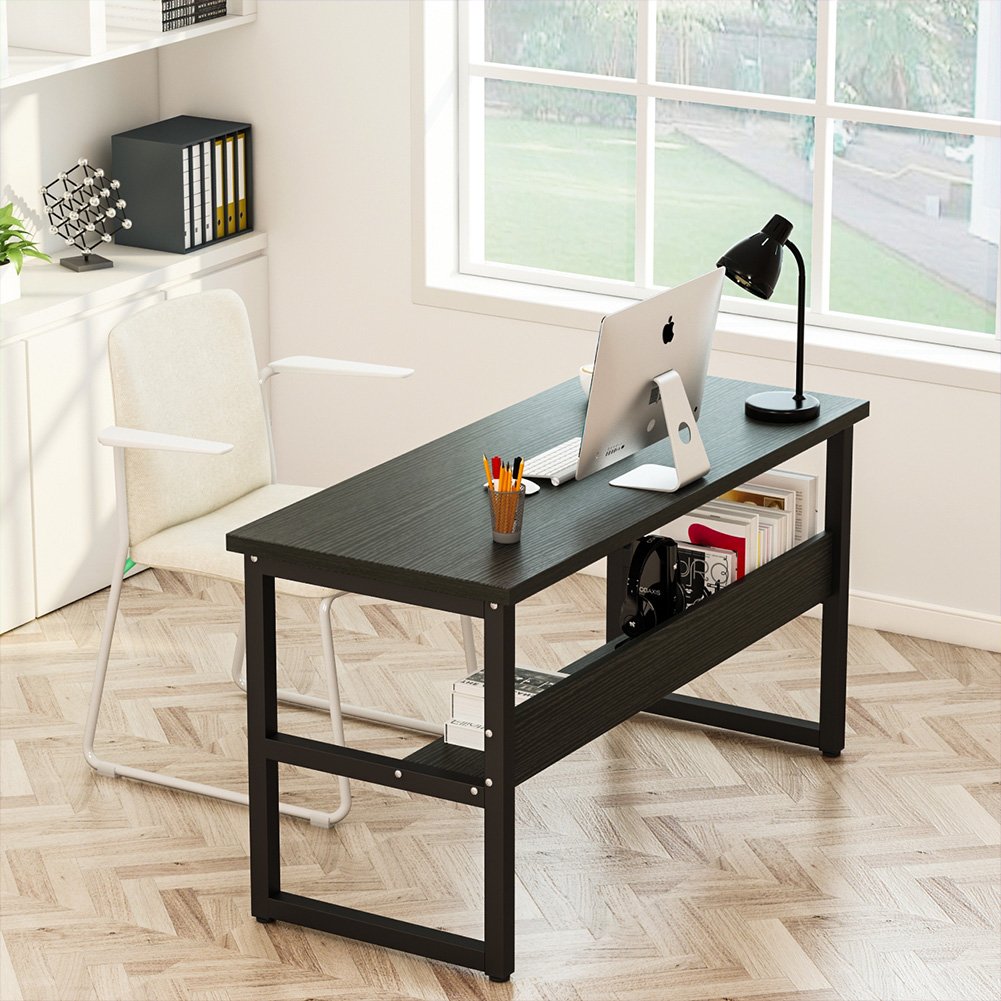 Tribesigns Computer Desk With Bookshelf, 55" Simple Morden Style ...