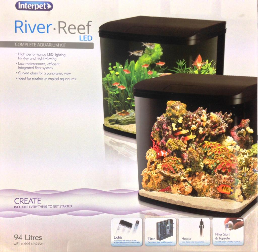 Interpet Fish Pod Glass Aquarium Fish Tank, 64L, with Bright White ...