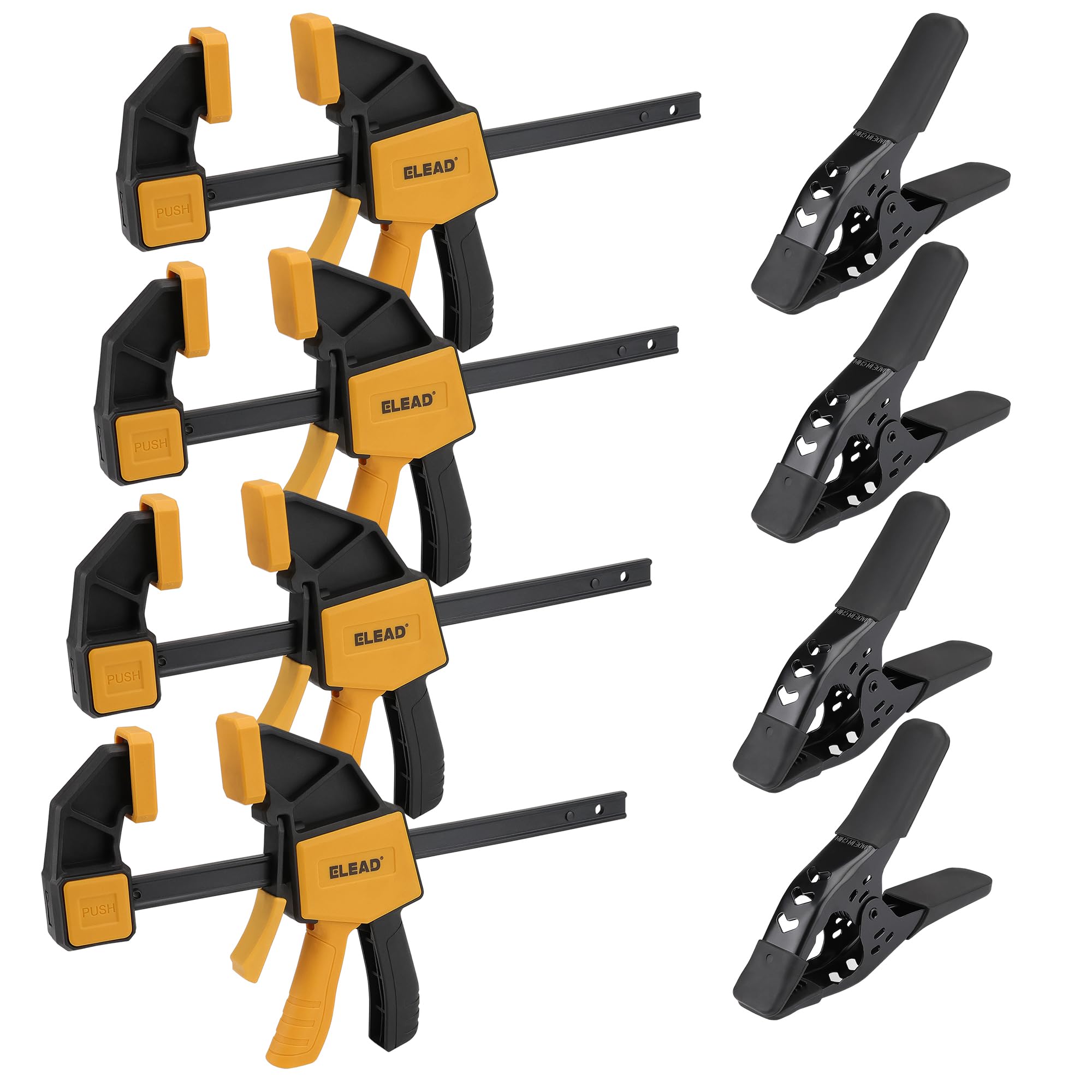 8-Piece Clamps for Woodworking - 4 Pcs 6 inch Bar Clamps, 4 Pcs Heavy ...