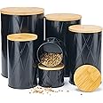 Amazon.com: FavorFlavor Black Canister Sets for Kitchen Counter ...