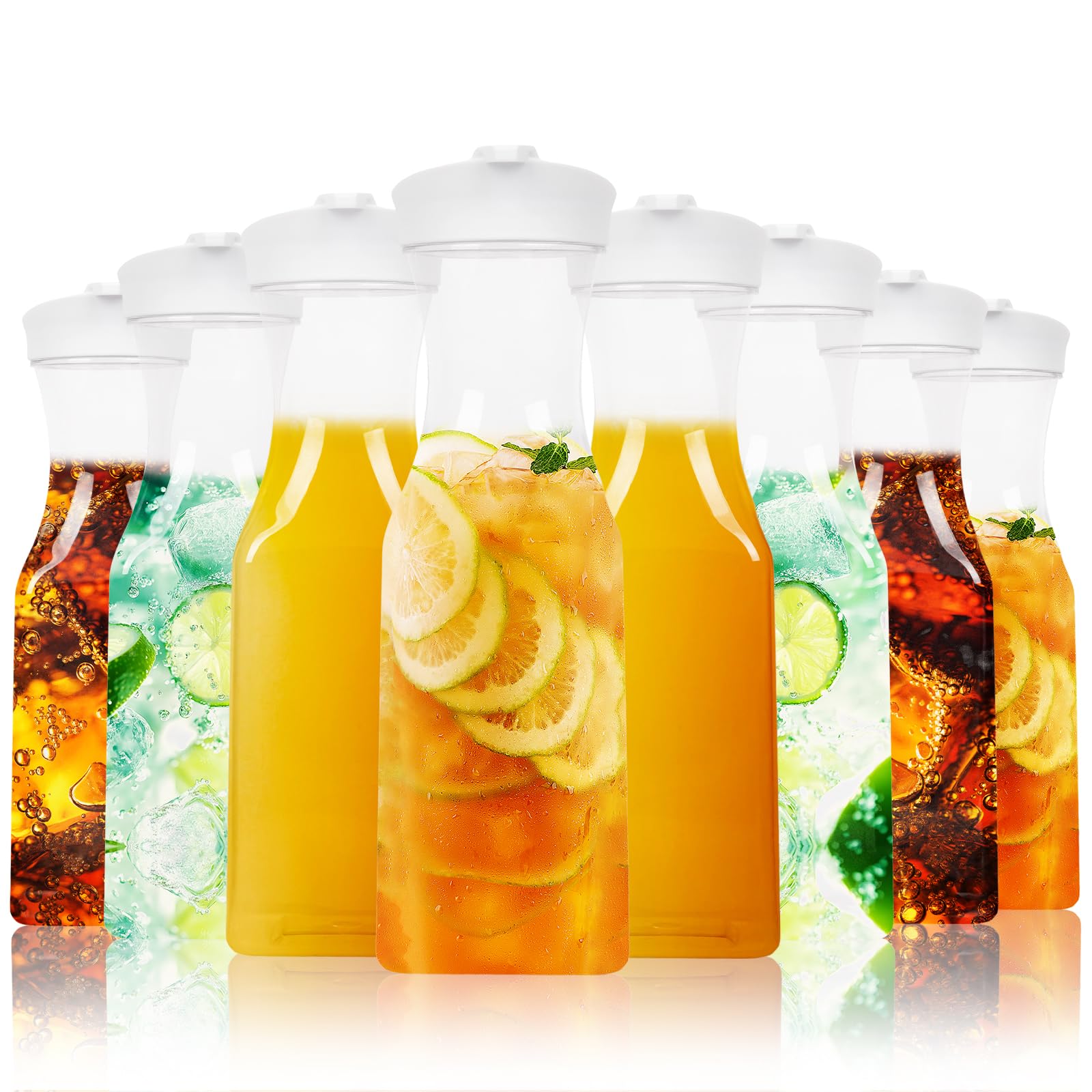 Set of 8 Plastic Carafe with Lid, 1 Liter Carafes for Mimosa Bar?Large ...