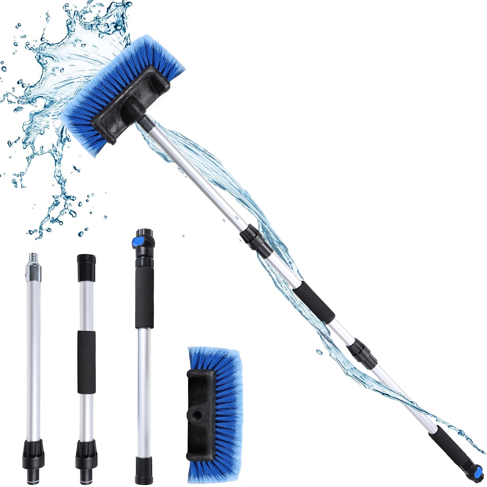 NAVAPAL 54" Flow-Thru Car Wash Brush with Long Handle, Soft Bristle Car ...