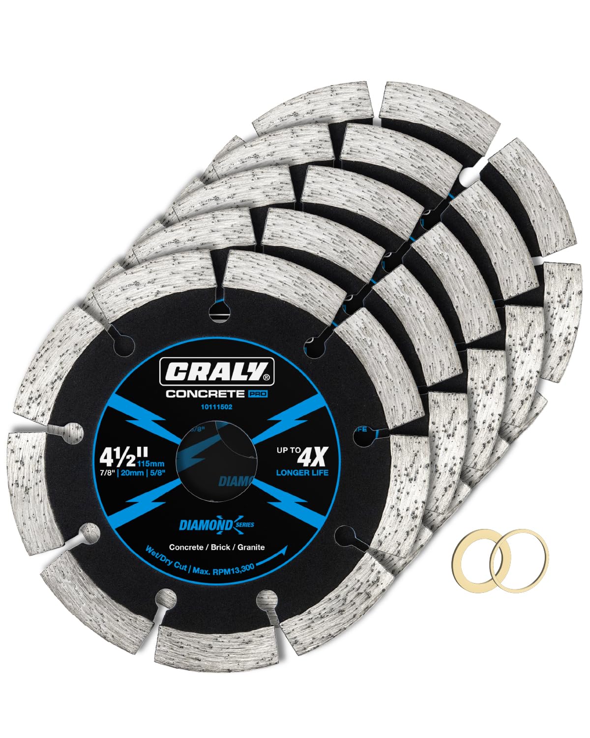 CRALY 4-1/2 Inch Super Thin Segmented Diamond Blade, 7/8 in Arbor, 4.5 ...