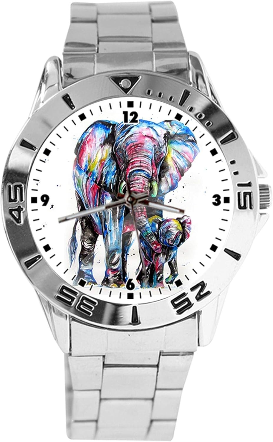 Elephant Custom Design Analog Wrist Watch Quartz Silver Dial Classic ...