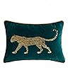 Amazon.com: Luxury Embroidery Leopard Throw Pillowcase Gold Embroidered ...