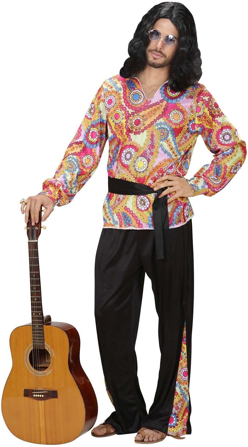 Hippie Dude Costume Large for 60s 70s Hippy Fancy Dress – BigaMart