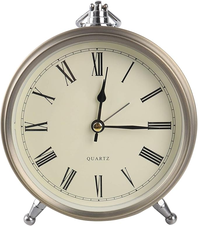Amazon.com: Wowkiki 6 Inch Metal Retro Loud Alarm Clock, Silent Non ...